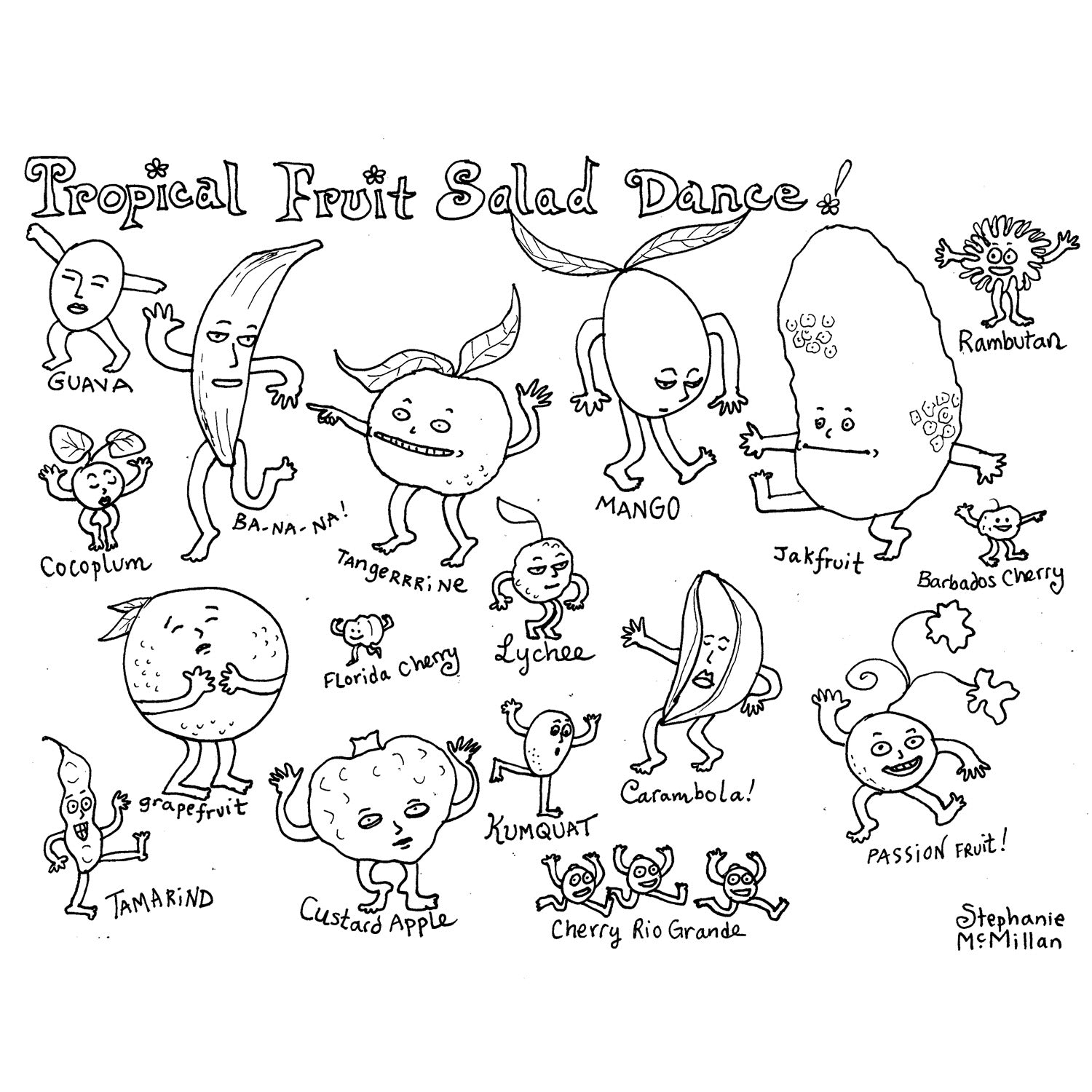 tropical fruit coloring pages